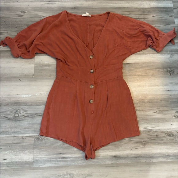 EE: Some | Pants & Jumpsuits | Ee Size Small Rust Colored Linen Romper ...
